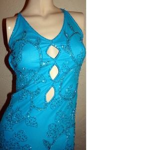 Cache | Dresses | Cache Turquoise Sexy Long Formal Beaded Dress | Poshmark